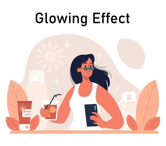 Self-tan set beautiful woman applying self Vector Image