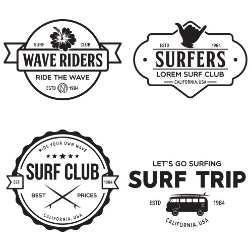 Vintage surfing emblems for web design or print Vector Image