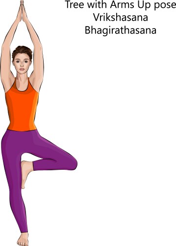 Sketch of yoga pose vrikshasana Royalty Free Vector Image