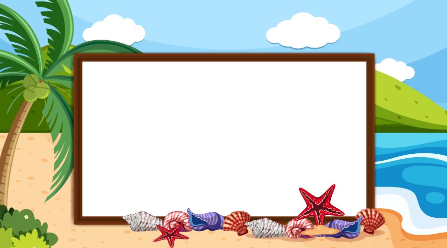 Border template with ocean theme in background Vector Image