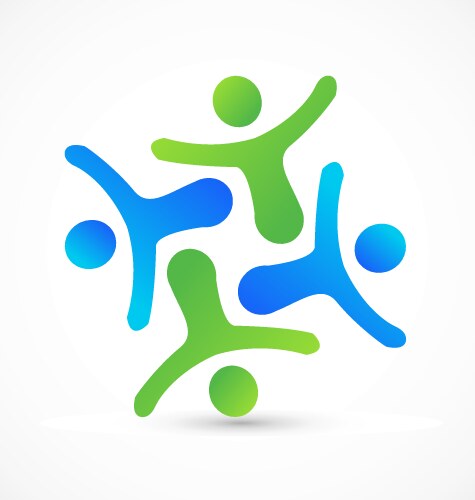 Teamwork meeting people logo Royalty Free Vector Image