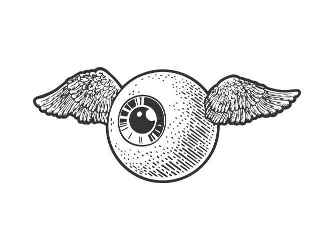 Monster flying eyeballs with creepy demon wings Vector Image