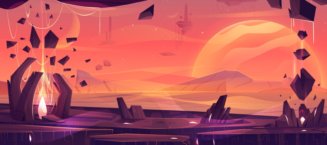 Mars alien space station cartoon background Vector Image