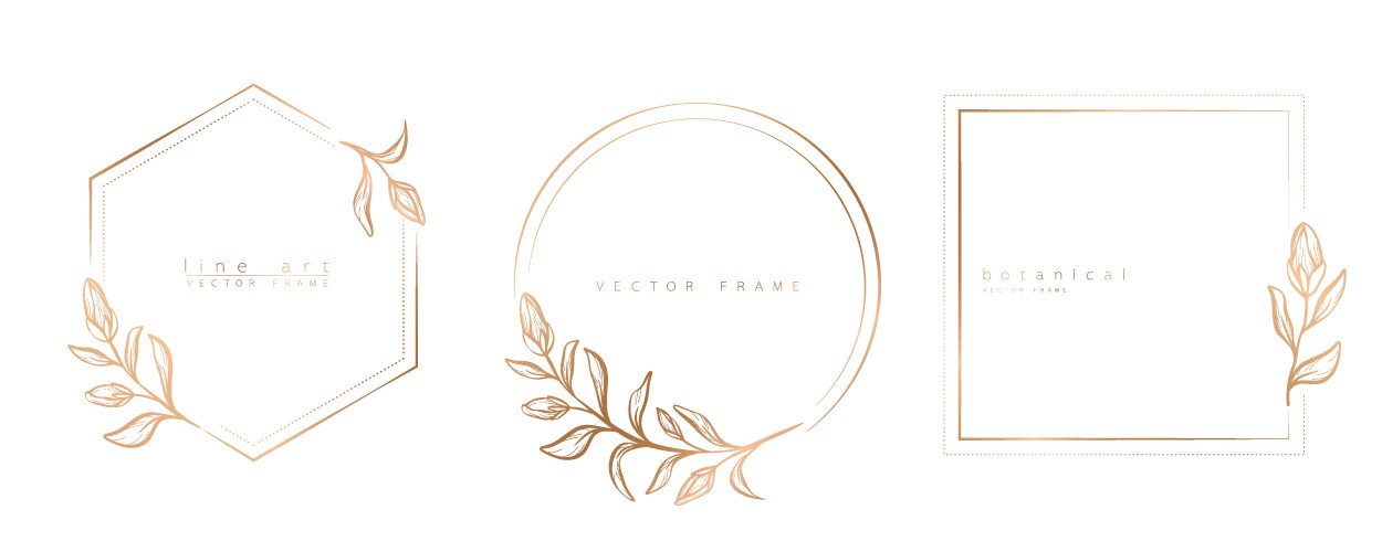 Set of floral frame templates in minimal linear Vector Image