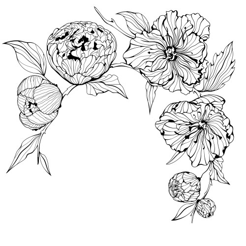 Spring Flowers Black and White Vector Images (over 220,000)