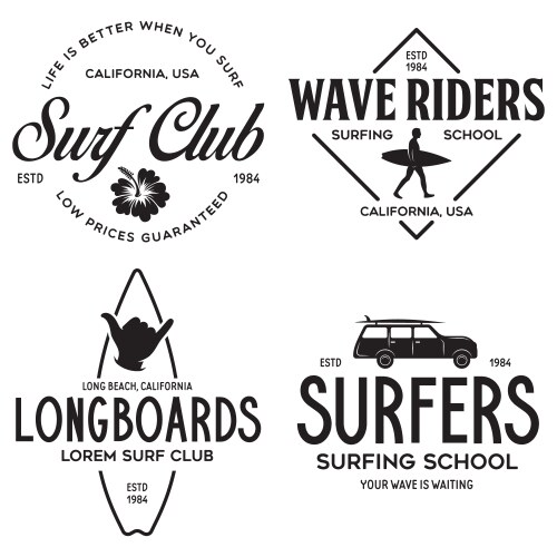 Vintage surfing emblems for web design or print Vector Image