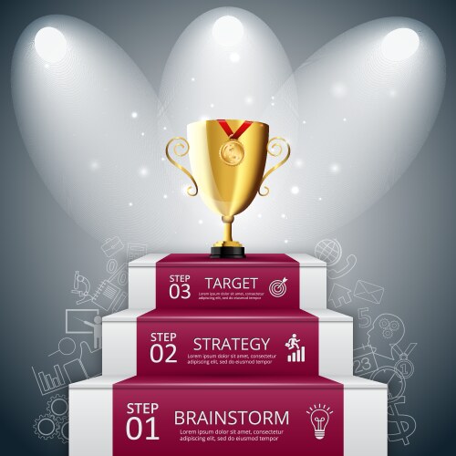 Step to success get golden prize Royalty Free Vector Image