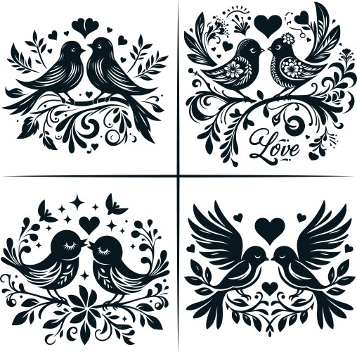 Love Birds Silhouette Collection – Royalty-Free Vector | VectorStock