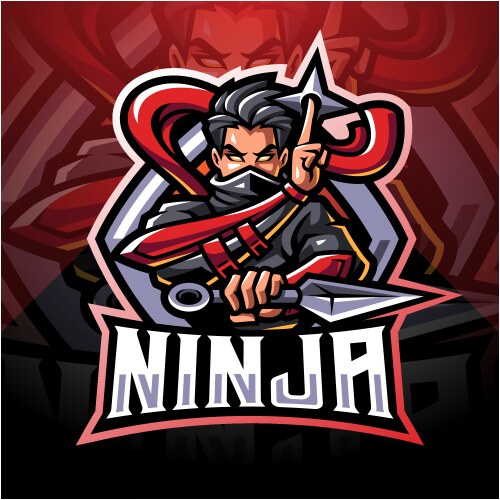 Ninja sport mascot logo design Royalty Free Vector Image