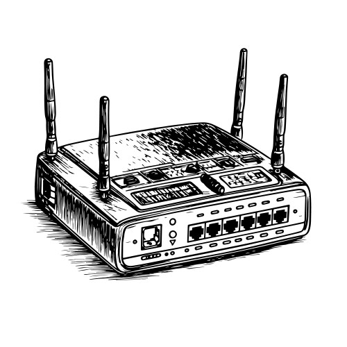 Router drawing isolated hand drawn engraved style Vector Image