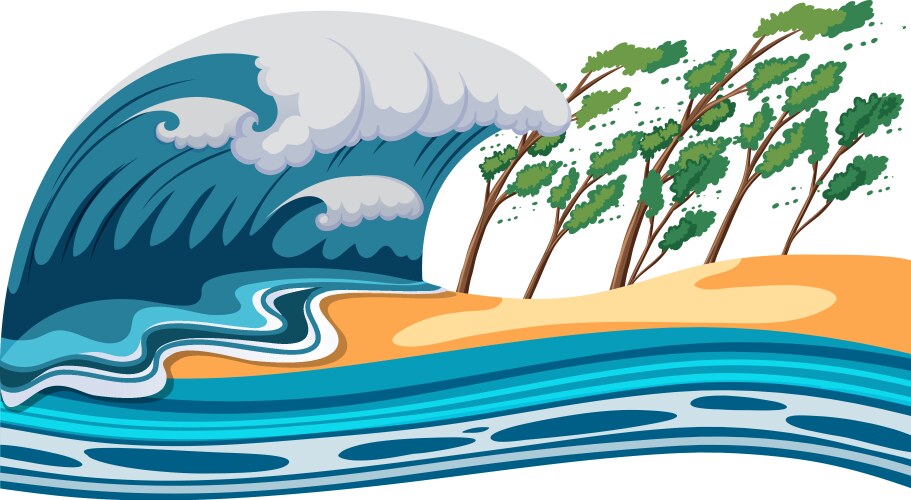 Tsunami drawing Vector Images & Graphics for Commercial Use | VectorStock
