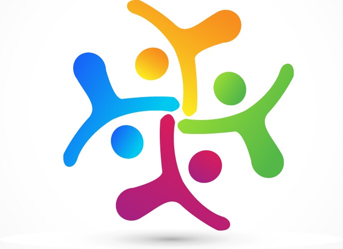 Happy business friends logo Royalty Free Vector Image