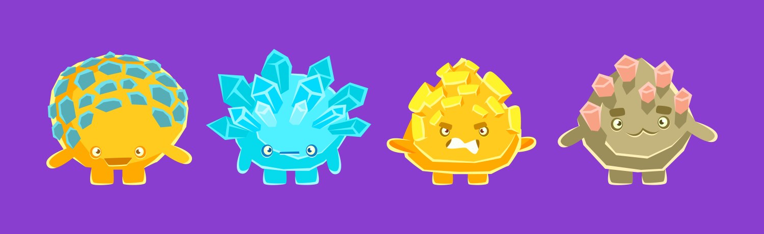 Solid stone character with pretty face set Vector Image