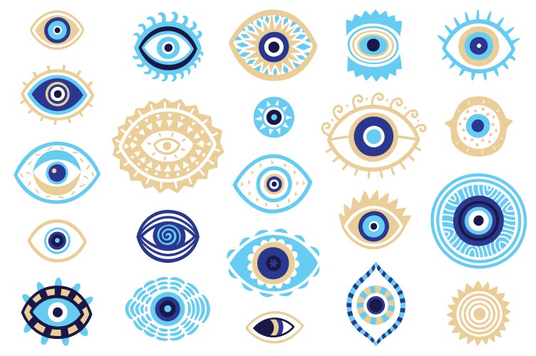 Evil eye abstract set Royalty Free Vector Image