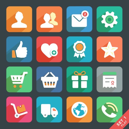 Basic flat icon set for web and mobile application