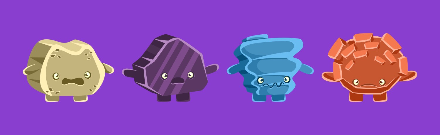 Solid stone character with pretty face set Vector Image