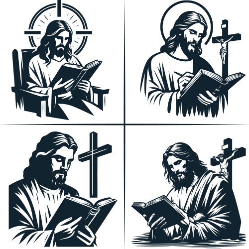 Jesus christ cross praying Royalty Free Vector Image