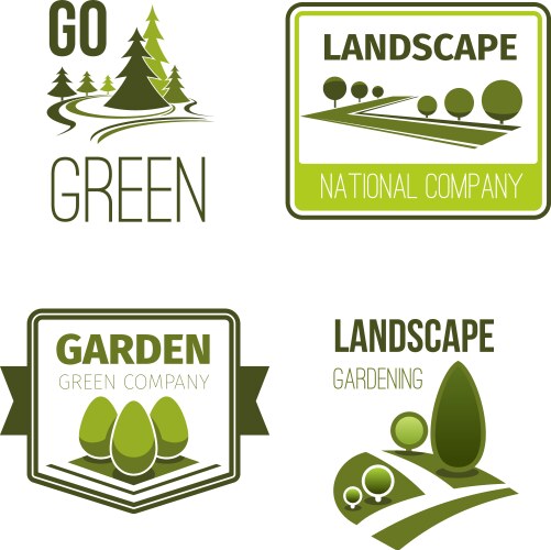 Gardening service and garden plants logo templates