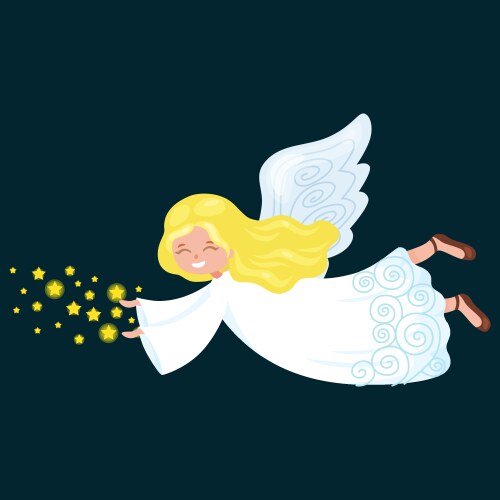 Christmas holiday flying happy angel with wings Vector Image