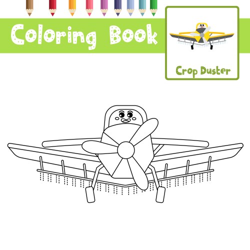 Coloring page helicopter cartoon character side Vector Image