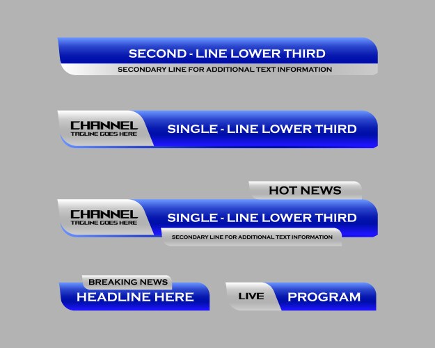 Lower third template set of tv banners and bars Vector Image