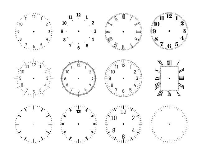 Clock face inside human eye hand drawn Royalty Free Vector