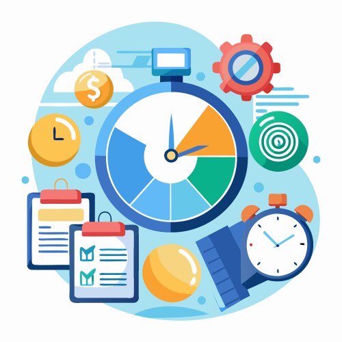 Time management icons for project planning Vector Image