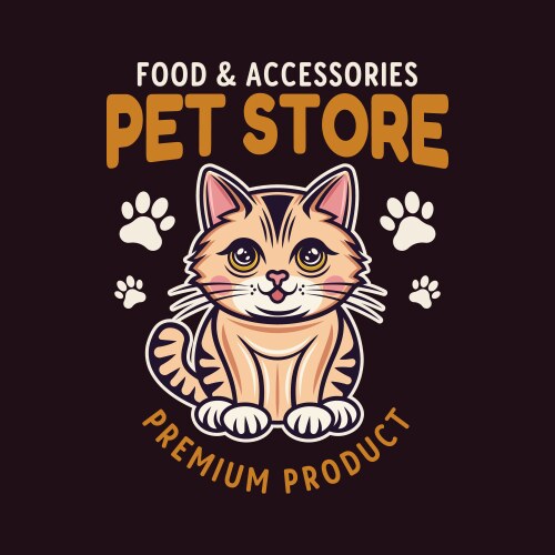 Pet store emblem concept with cute cartoon Vector Image