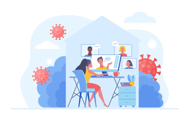 Teamwork online work management home office Vector Image