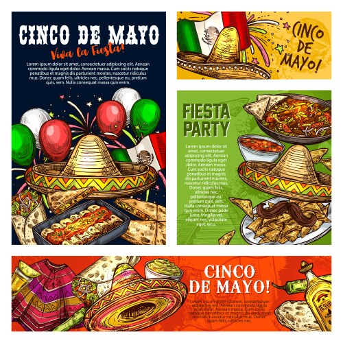 Cinco de mayo mexican holiday posters Royalty Free Vector