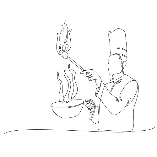 One continuous line drawing young happy fisherman Vector Image