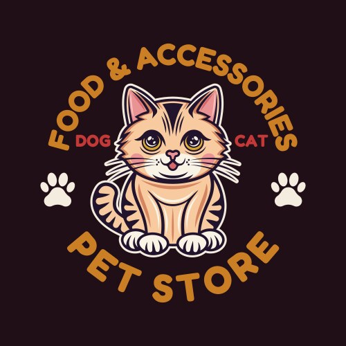 Pet store emblem concept with cute cartoon Vector Image
