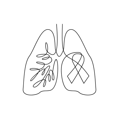 Lung single line drawing Royalty Free Vector Image