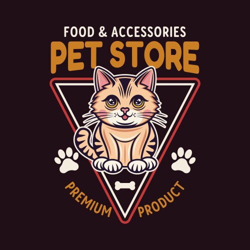 Pet store emblem concept with cute cartoon Vector Image