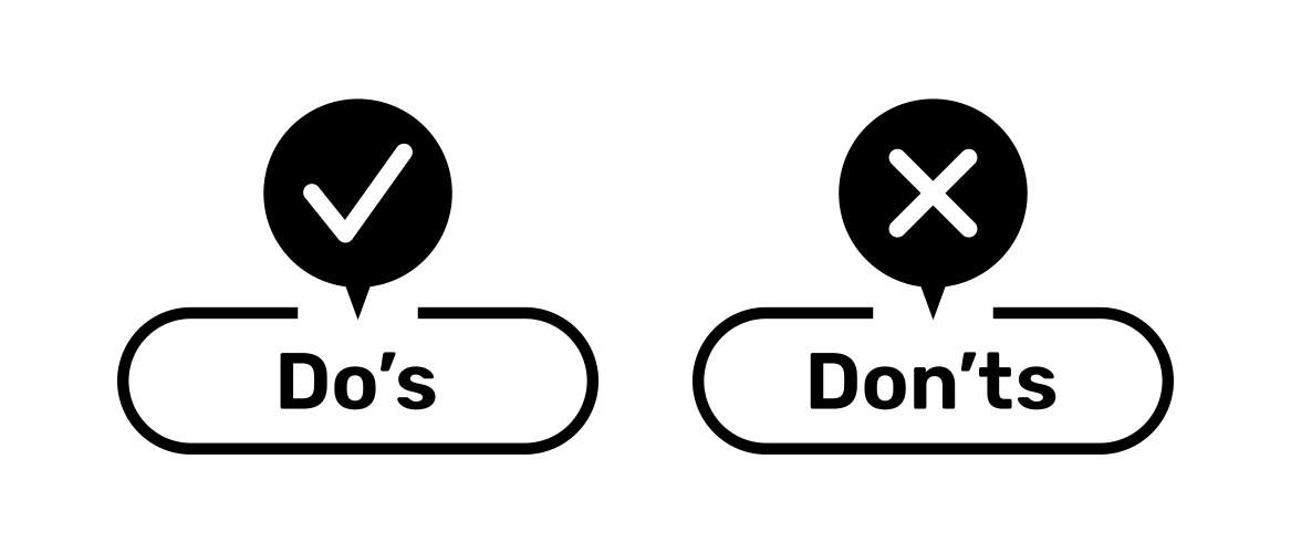 Like and dislike symbols with dos donts icon Vector Image
