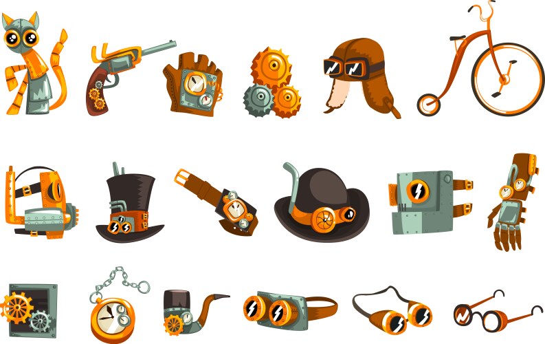 Steampunk set Royalty Free Vector Image - VectorStock