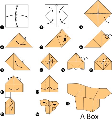 Step instructions how to make origami a box Vector Image