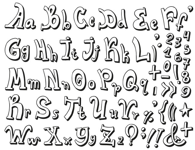 Bubble graffiti font inflated letters street art Vector Image