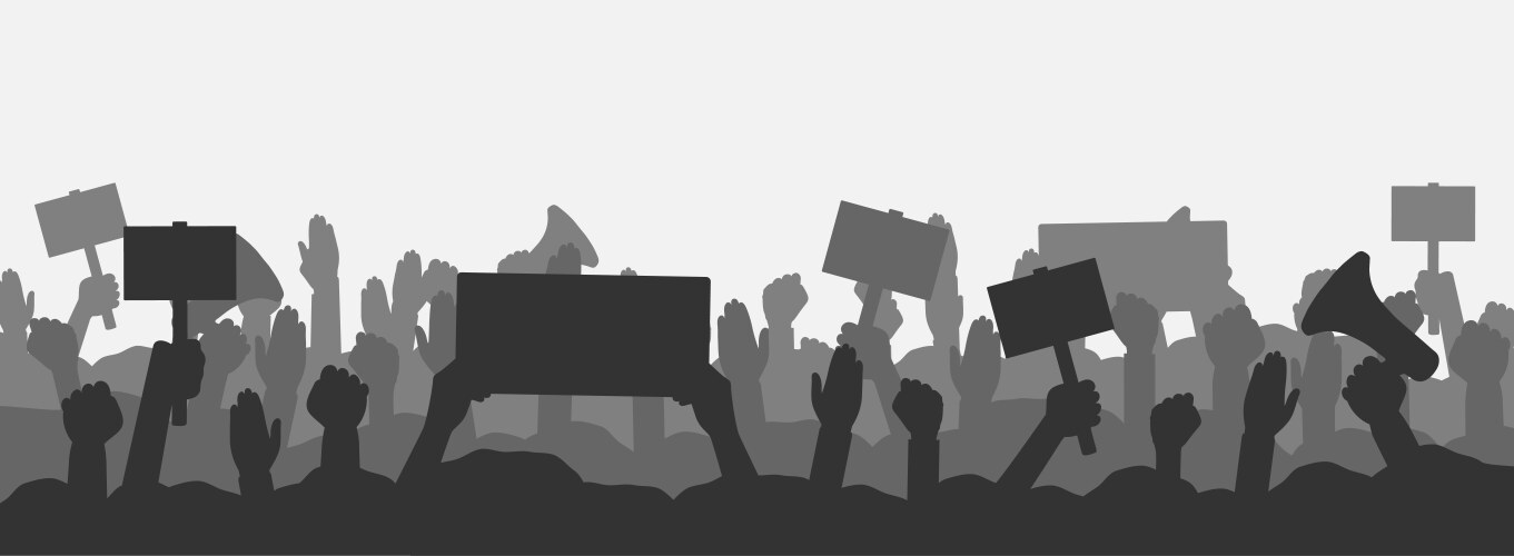 Crowd of demonstrators with placard Royalty Free Vector