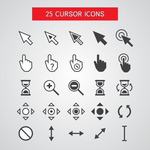Mouse cursor icons set simple style Royalty Free Vector