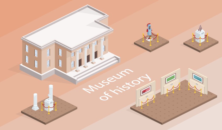 Isometric exhibition flowchart composition Vector Image