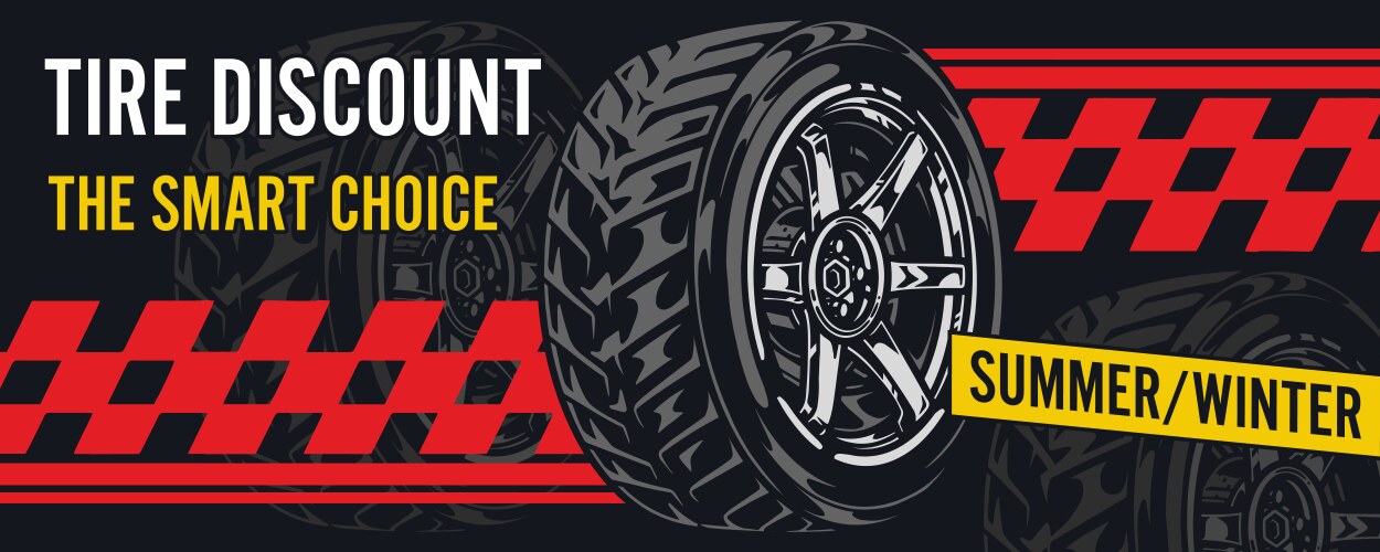 Replacing car tires colorful sticker Royalty Free Vector