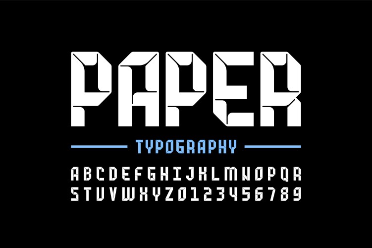 Paper style font design Royalty Free Vector Image