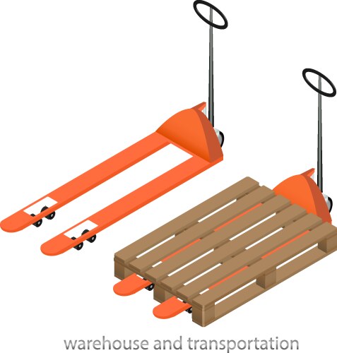 Man with hand pallet jack Royalty Free Vector Image
