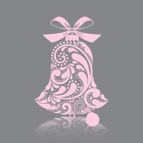 Laser cutting template christmas bell with bow Vector Image