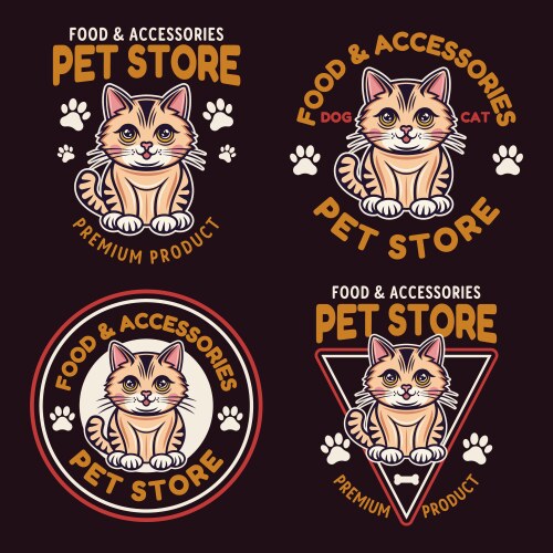 Pet store emblem concept with cute cartoon Vector Image