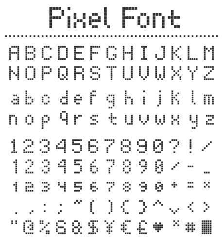 Pixel retro font 8-bit alphabet Royalty Free Vector Image
