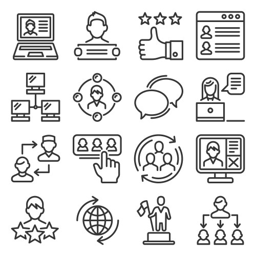 Computer line icon set device symbols collection Vector Image