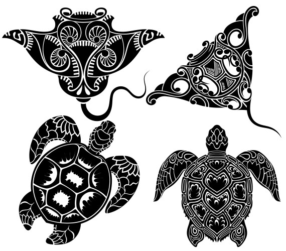 Polynesian turtle tattoo design Royalty Free Vector Image