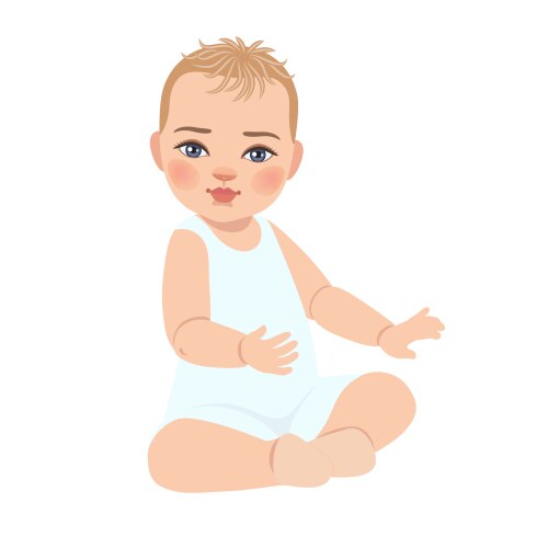 Cute toddler girl sitting on the floor with open Vector Image